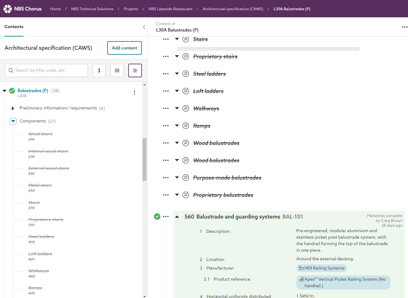 NBS sample specifications – Uniclass or CAWS classification | NBS