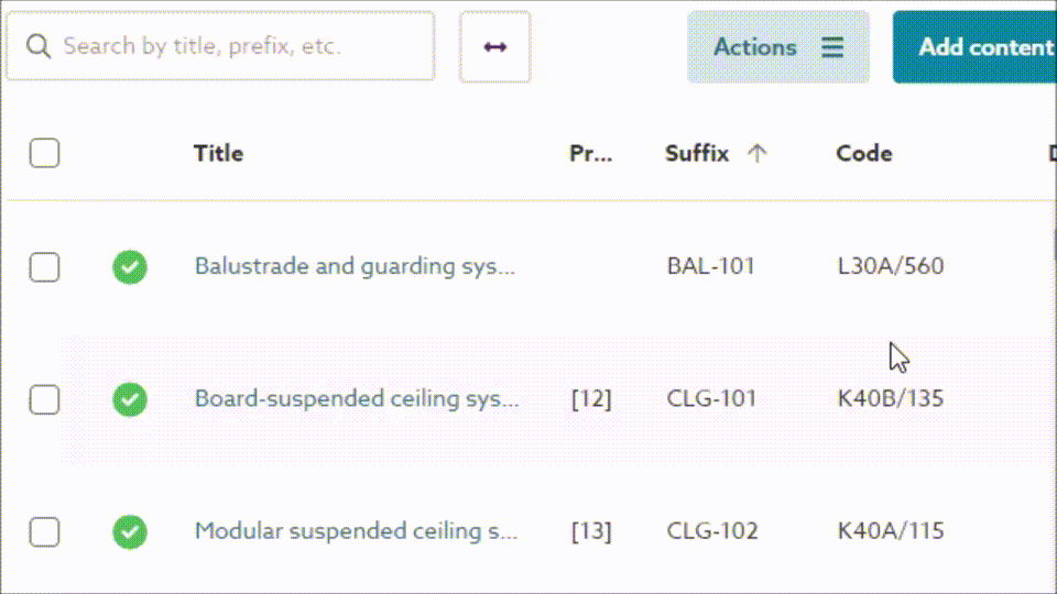 NBS sample specifications – Uniclass or CAWS classification | NBS