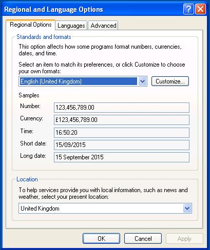 Error: Region not set to English (UK) | NBS