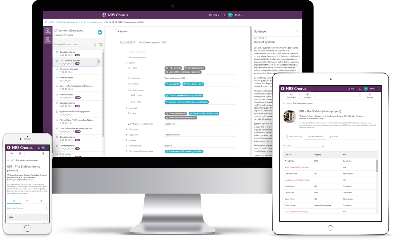 NBS sample specifications – Uniclass or CAWS classification | NBS